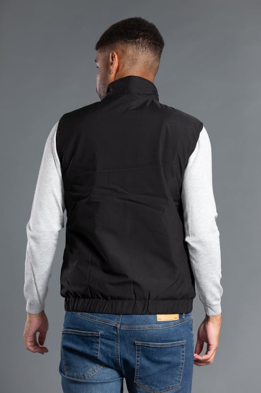 Black Funnel Neck Gilet With Light Padding Inside
