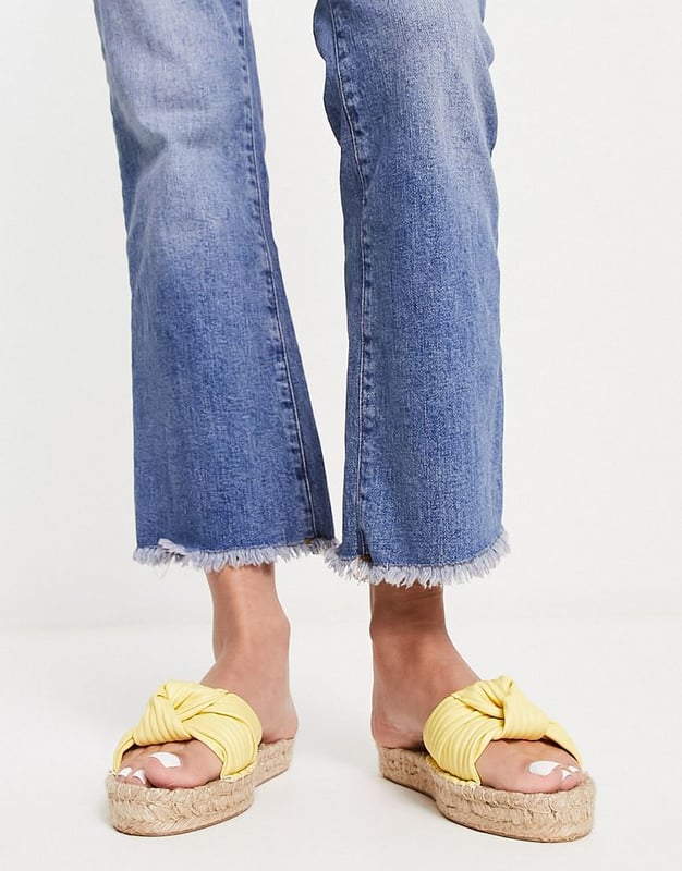 ASOS DESIGN Jade knotted espadrille mules in yellow