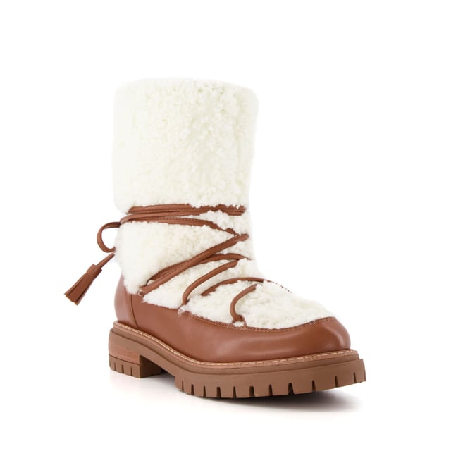 Dune Ladies Pallma - Faux Shearling And Leather Chunky Boots