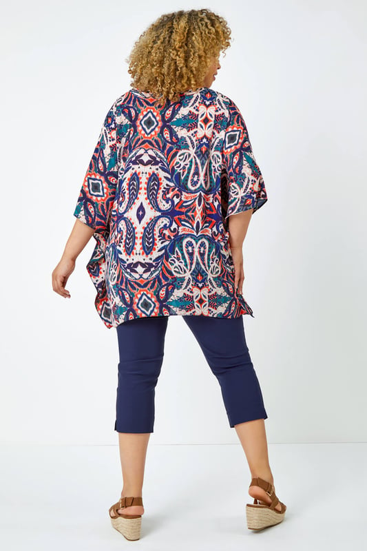 Curve Paisley Print Relaxed Top