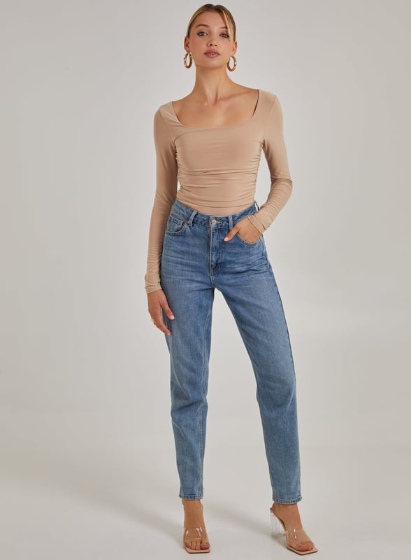 Long Sleeve Gathered Bodysuit
