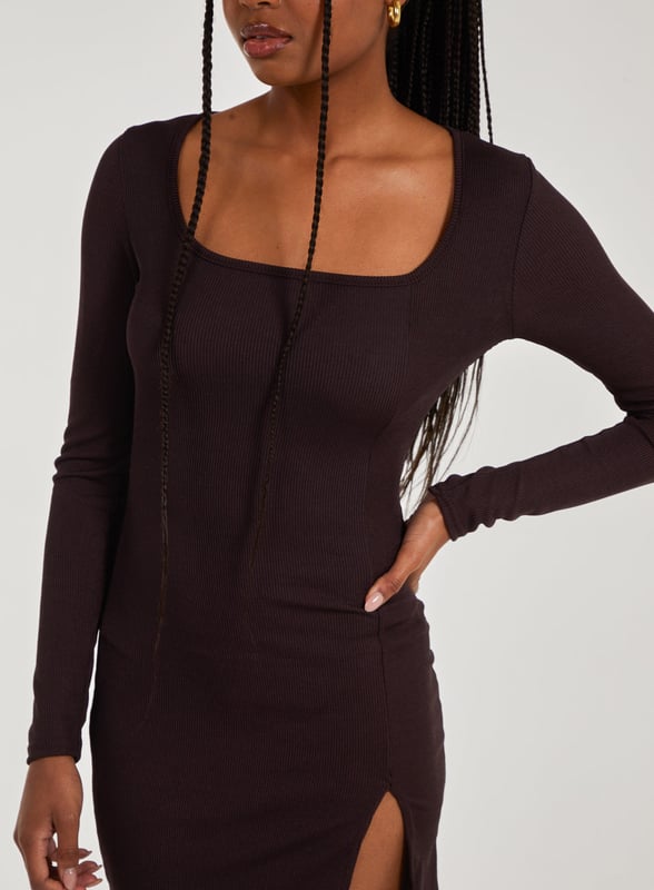 Long Sleeve Ribbed Dress