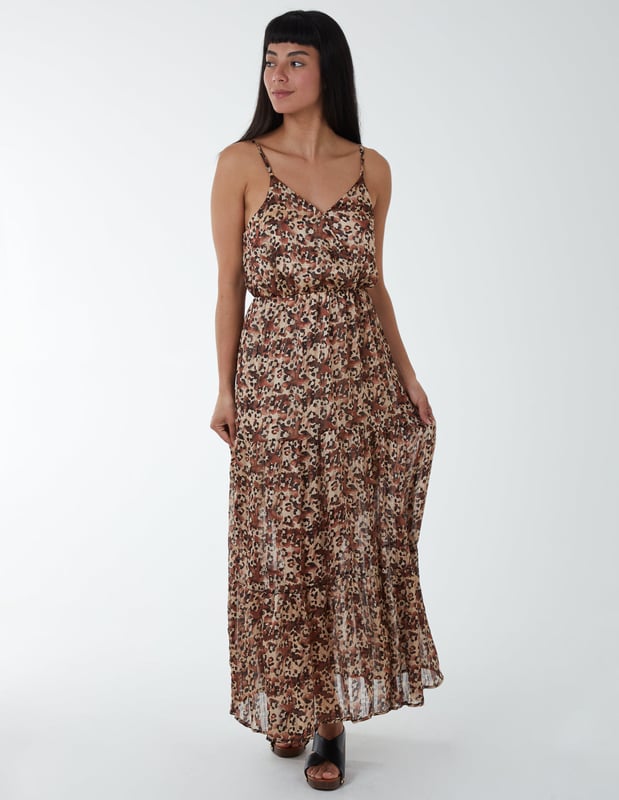 Soft Animal Print Wrap Dress