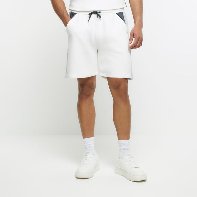 River Island Mens Shorts White Regular Fit Colour Block