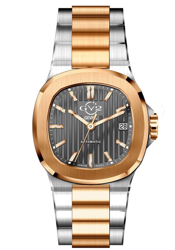 GV2 Automatic Men's Potente Grey Dial Two Tone Rose Gold Bracelet Watch