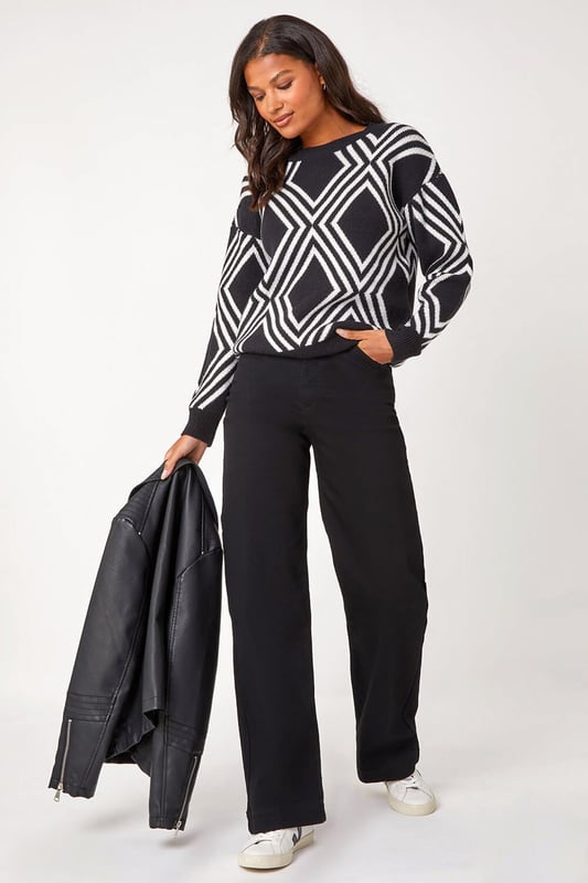 Diamond Crew Neck Knit Jumper