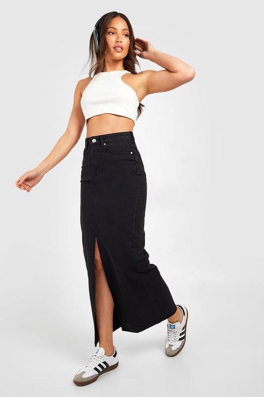 Tall Denim Split Front Maxi Skirt