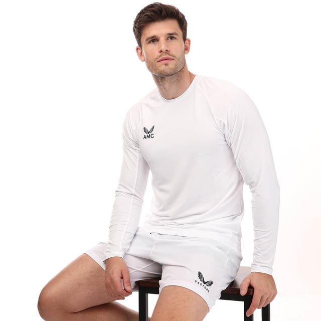 Men's Castore Long Sleeve Performance T-Shirt in White Navy