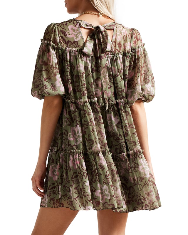 Ted Baker Bunnoo Printed Ggt Tiered Swing Dress, Khaki