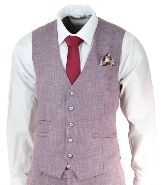 Heren 3-delig blozen roze linnen zomer lente klassiek pak