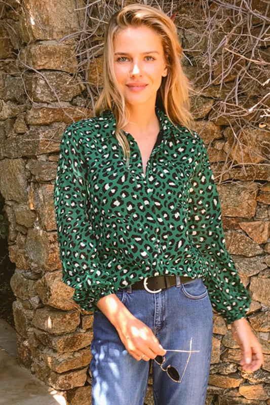 Green Leopard Print Shirt