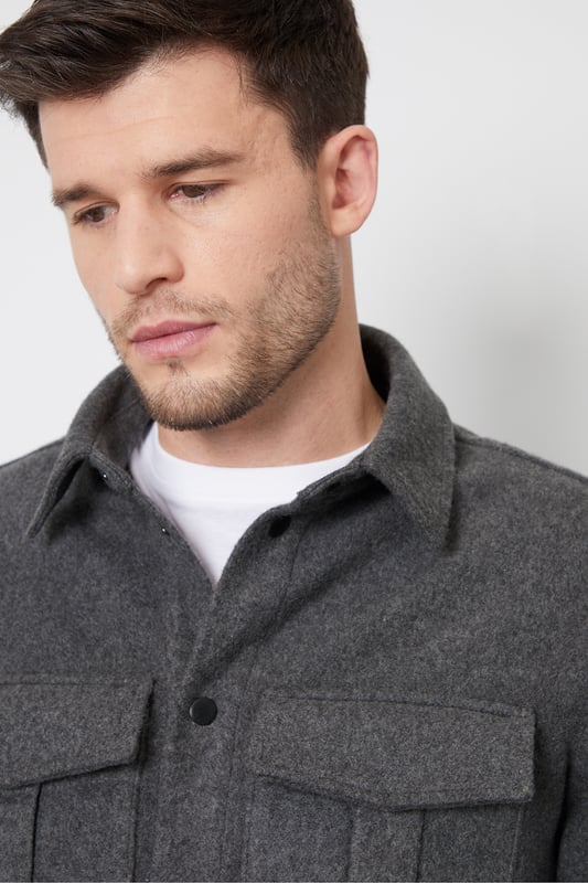 Charcoal 'Ozzie' Brushed Shacket