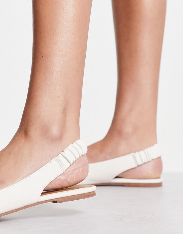 ASOS DESIGN Lemonade peep toe ballet flats in white