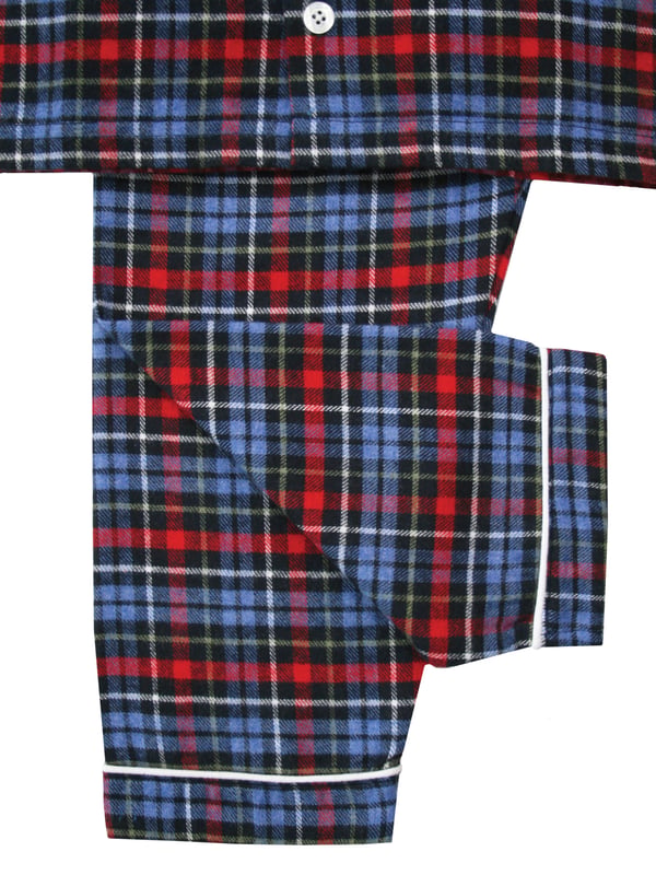 Boys Traditional Cotton Blue and Red Check Pyjama Set