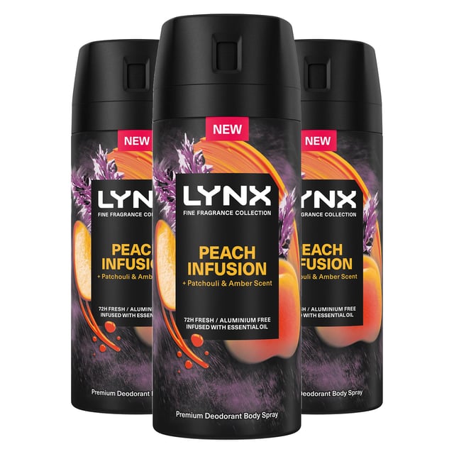 Lynx Body Spray Fine Fragrance Collection Peach Infusion for Men 150ml ...