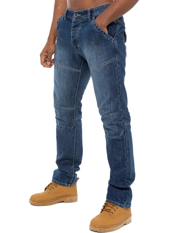 Enzo Mens Denim Jeans Straight Leg - Blue