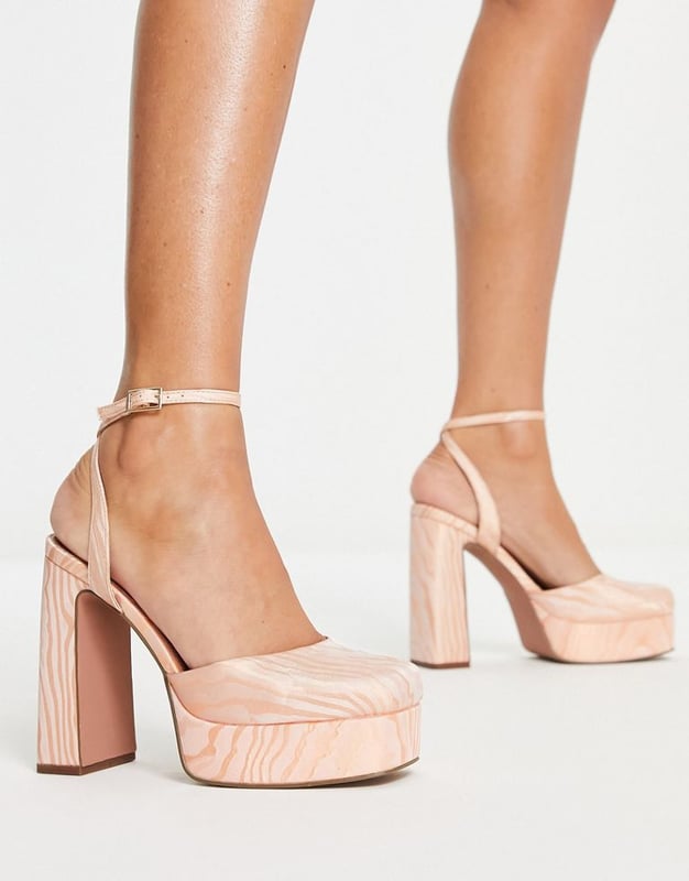 ASOS DESIGN Peaked platform high heeled shoes in pink-Multi