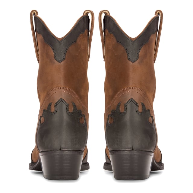 Men's Leather Western Boots Brown Cuban Cowboy Winklepickers Classic ...