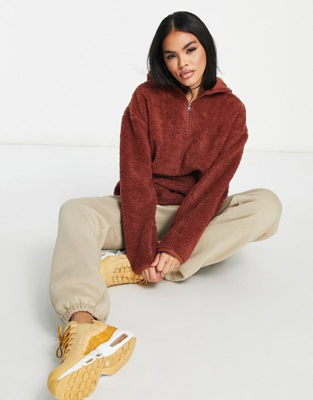 ASOS 4505 trail borg 1/4 zip jacket in orange