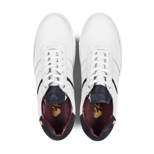 LADIES LOUISE WHITE NAVY PLIMSOLL