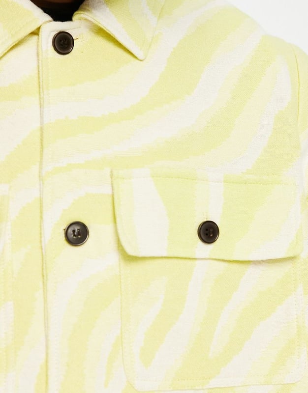 ASOS DESIGN oversized lightweight shacket in yellow zebra print