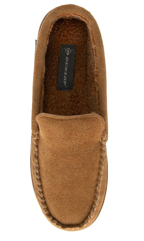 Dunlop Nathan Suede Leather Tan Mens Slippers