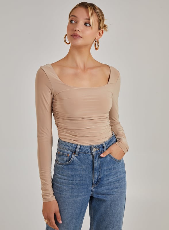 Long Sleeve Gathered Bodysuit