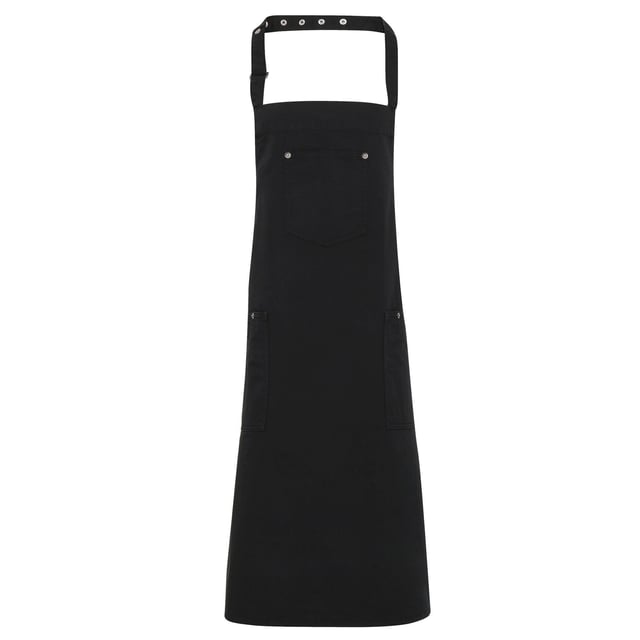 Premier Unisex Chino Cotton Bib Apron (Zwart)