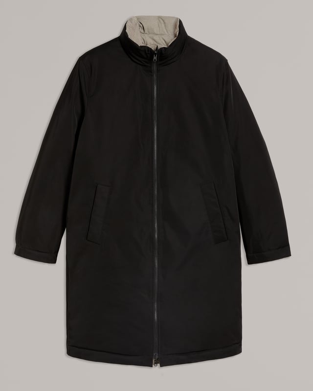 Ted Baker Earlish Reversible Wadded Funnel Neck Coat, Black