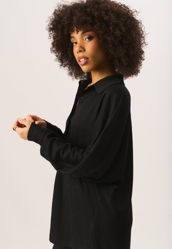 Textured Oversize Fit Long Sleeves Shirt