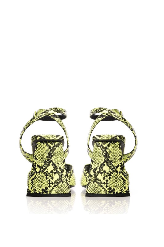 'Maizie' Yellow Snake Print Strappy Heels