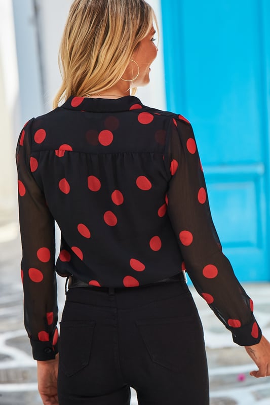Black & Red Spot Print Shirt