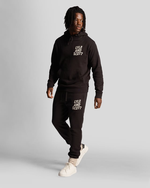 Men's Lyle & Scott Ripple Logo Hoodie in Black