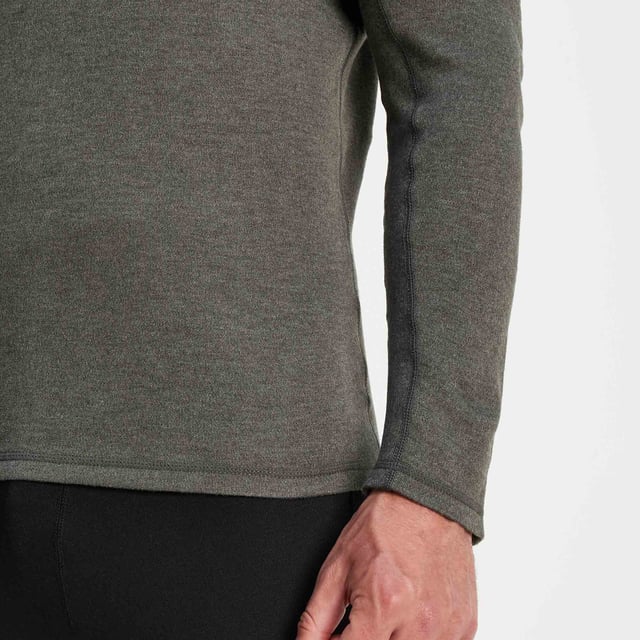 Meru Mens Cashmere Touch Base Layer Zip Neck Dark Grey Marl