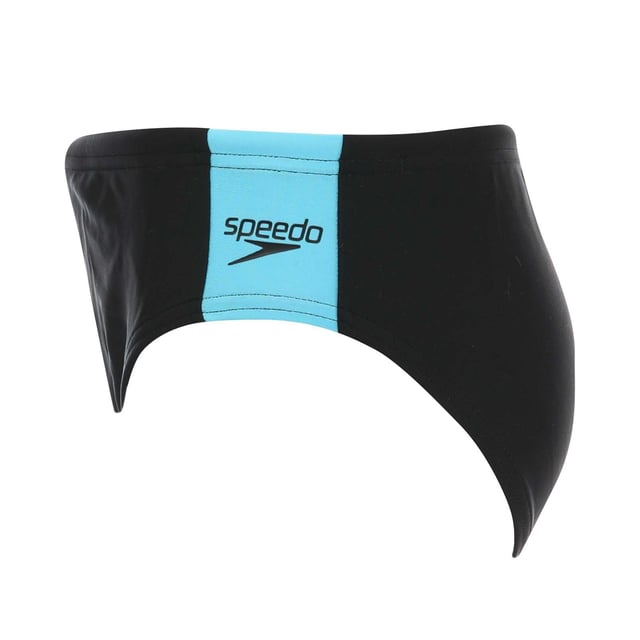 Boy's Speedo Boom Logo Splice 6.5cm Trunks in black blue