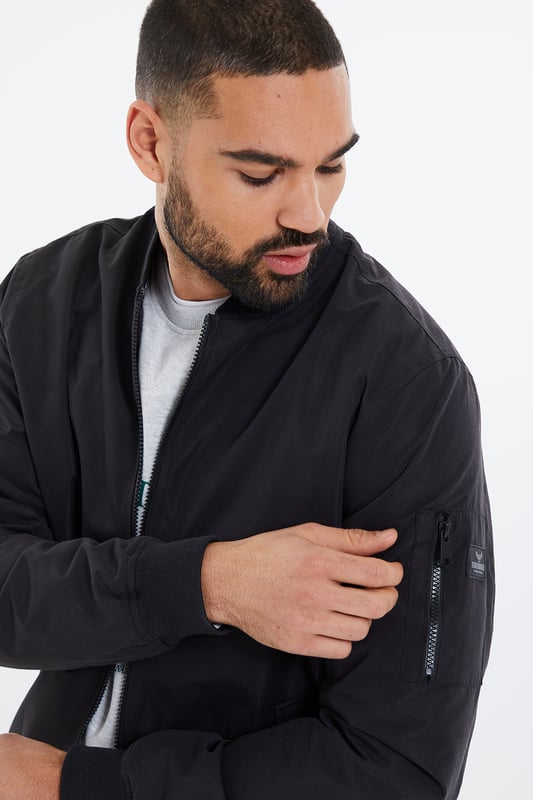 Black 'Herman' Lightweight Zip Through Bomber Jacket