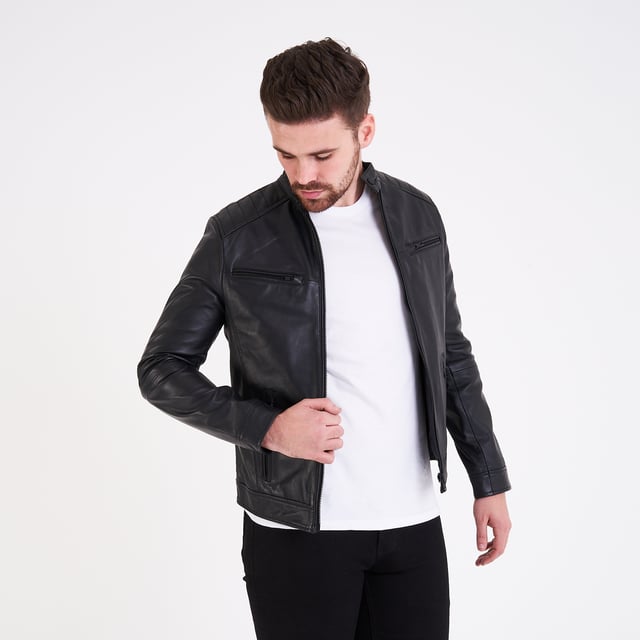 BARNEY & TAYLOR Real Leather Racer Jacket