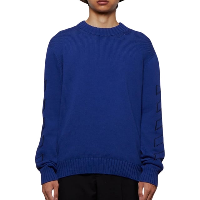 Off-White Diag Outline Peacock Blue Knit Jumper