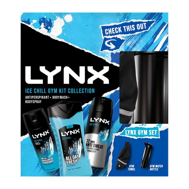 Lynx Ice Chill Gym Kit Collection Gift Set for Him with Gym Towel ...