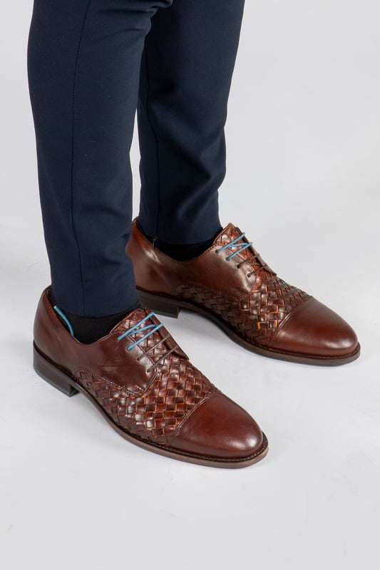 Heath Woven Leather Lace Up Derby