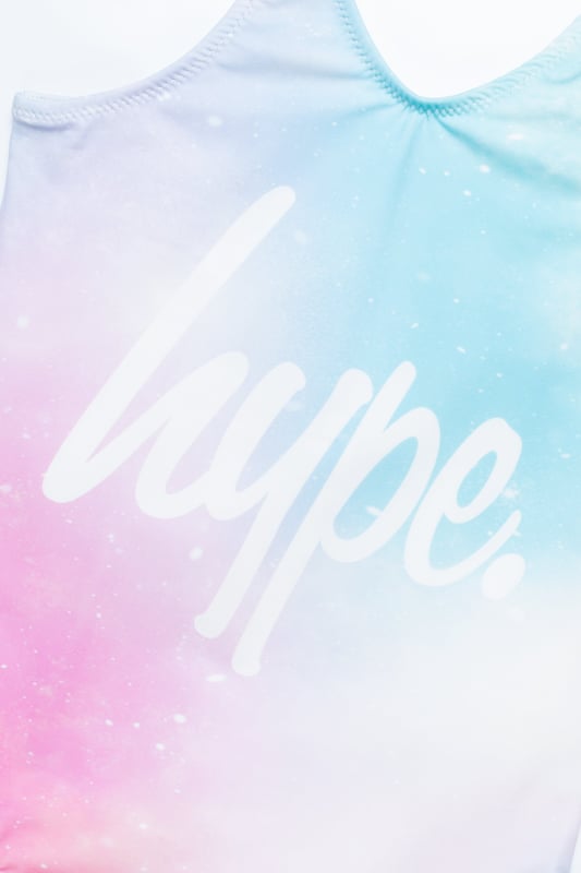 Hype Girls Pink Pastel Fade Script Swimsuit