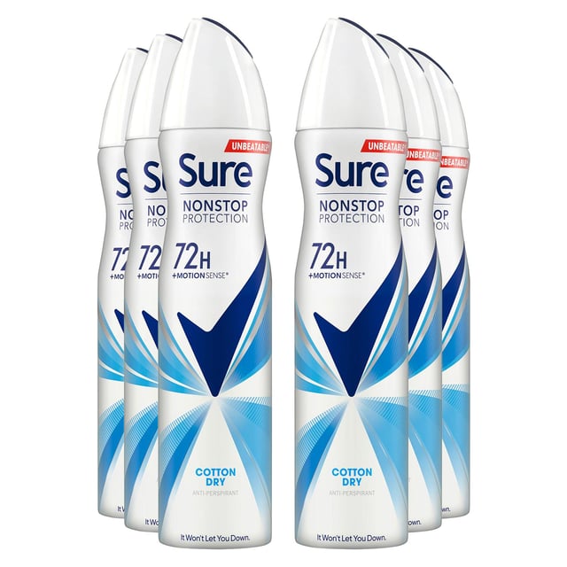Sure Women Anti-perspirant 72H Nonstop Protection Cotton Dry Deodorant ...