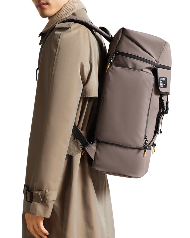 Ted Baker Walks Rubberised Zip Top Backpack, Taupe