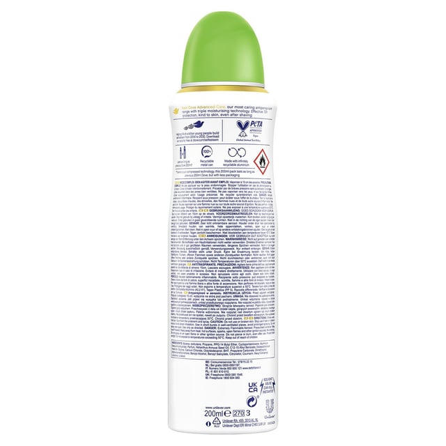 Dove Advanced Care Antiperspirant Deodorant Spray Cucumber & Green Tea ...