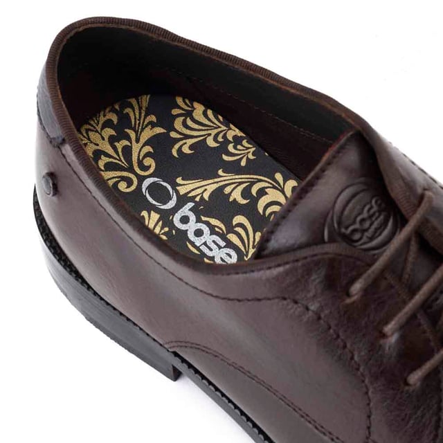 Base London Mens Bertie Burnished Brown Leather Derby Shoes