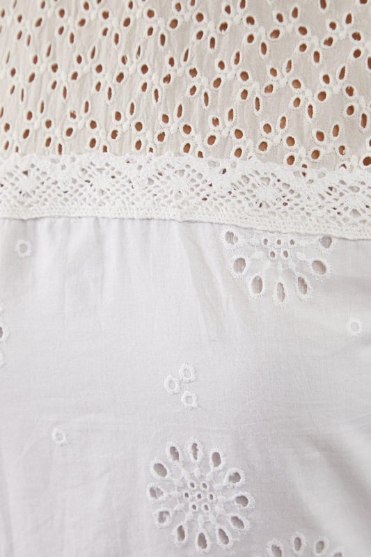 Broderie Mix Tiered Midi Dress