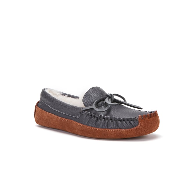 Australia Luxe Bama Moccasin Buff Leather Smoke Slippers
