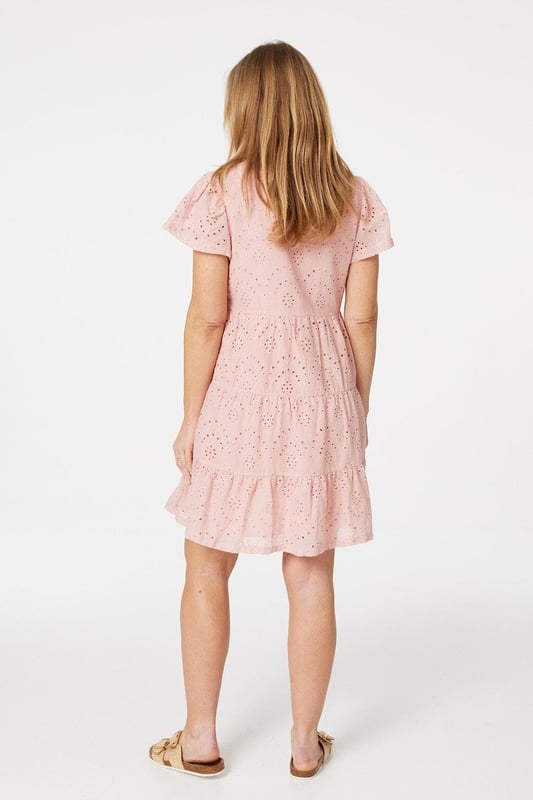 Pink Broderie Anglaise Short Dress