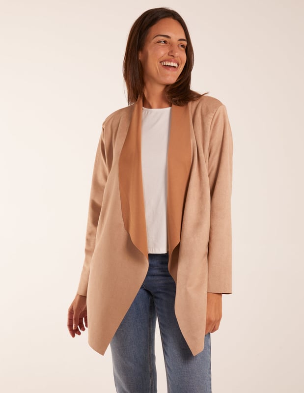 Suede Look Waterfall Jacket