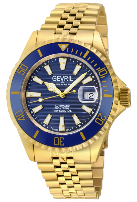 Gevril Men's Chamber Blue dial, IPYG Bracelet Watch